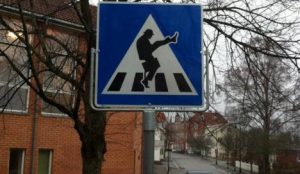 ‘Silly walk’ sign enrages roads agency