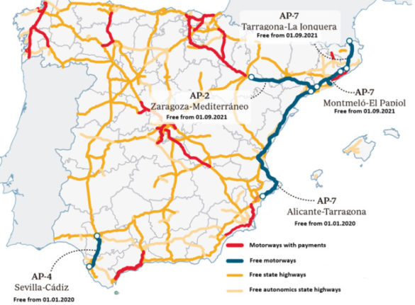 MAP: The Spanish motorway routes that become toll-free in September 2021