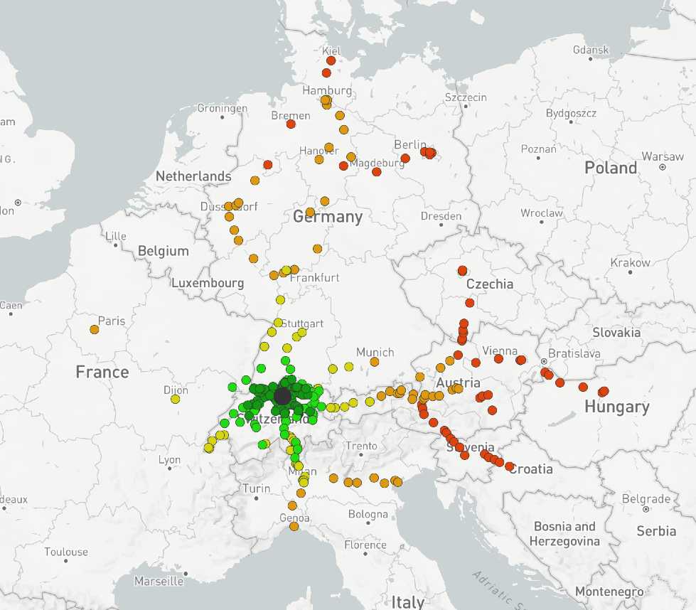 Travel: This interactive map shows direct trains from every Swiss city
